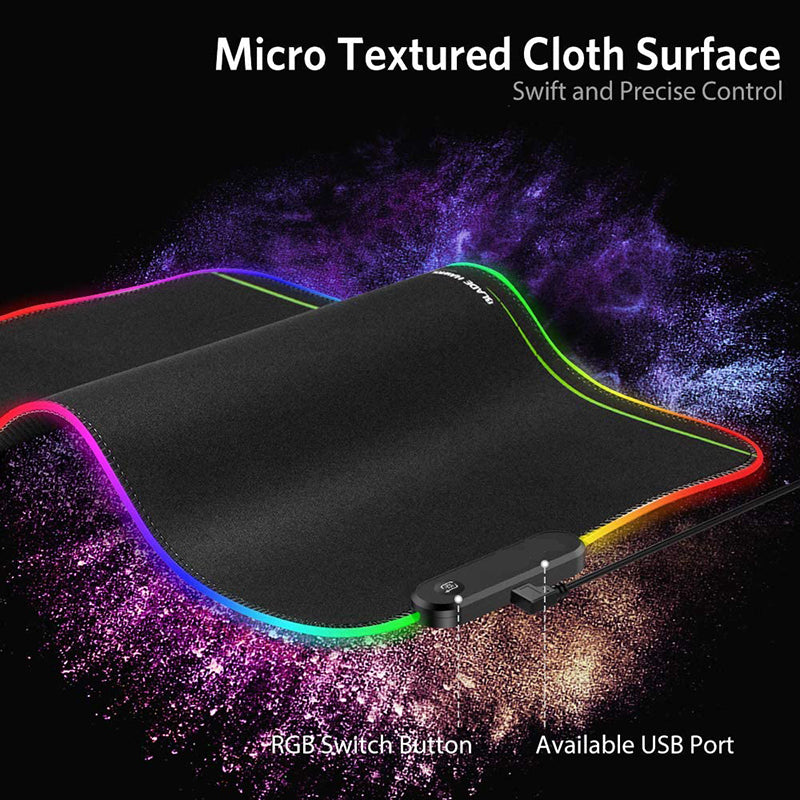 Gaming Mouse Pad w/USB Cable 12x31 Smooth Lighting Modes RGB LED Preci ...